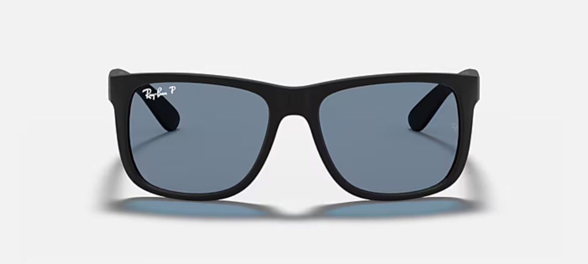 Ray-Ban Justin Rubber Black w/ Dark Blue Sunglasses – GoodTimes